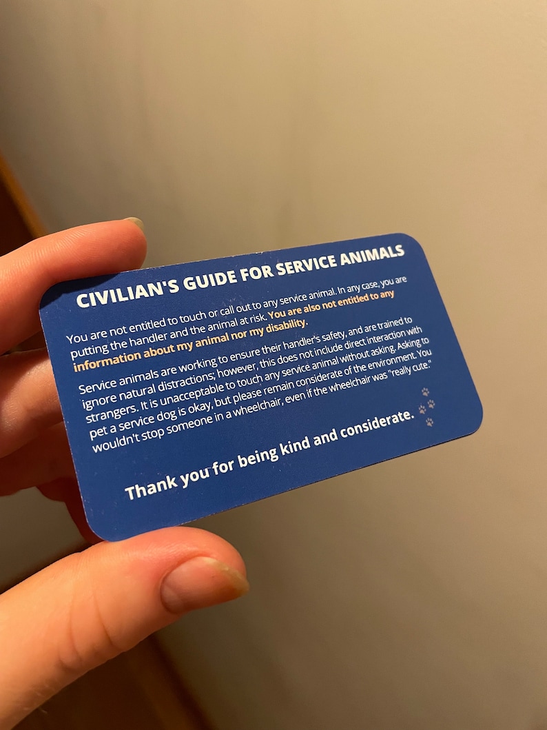 Service Animal Information/education Card or Print Template | ADA Law ...
