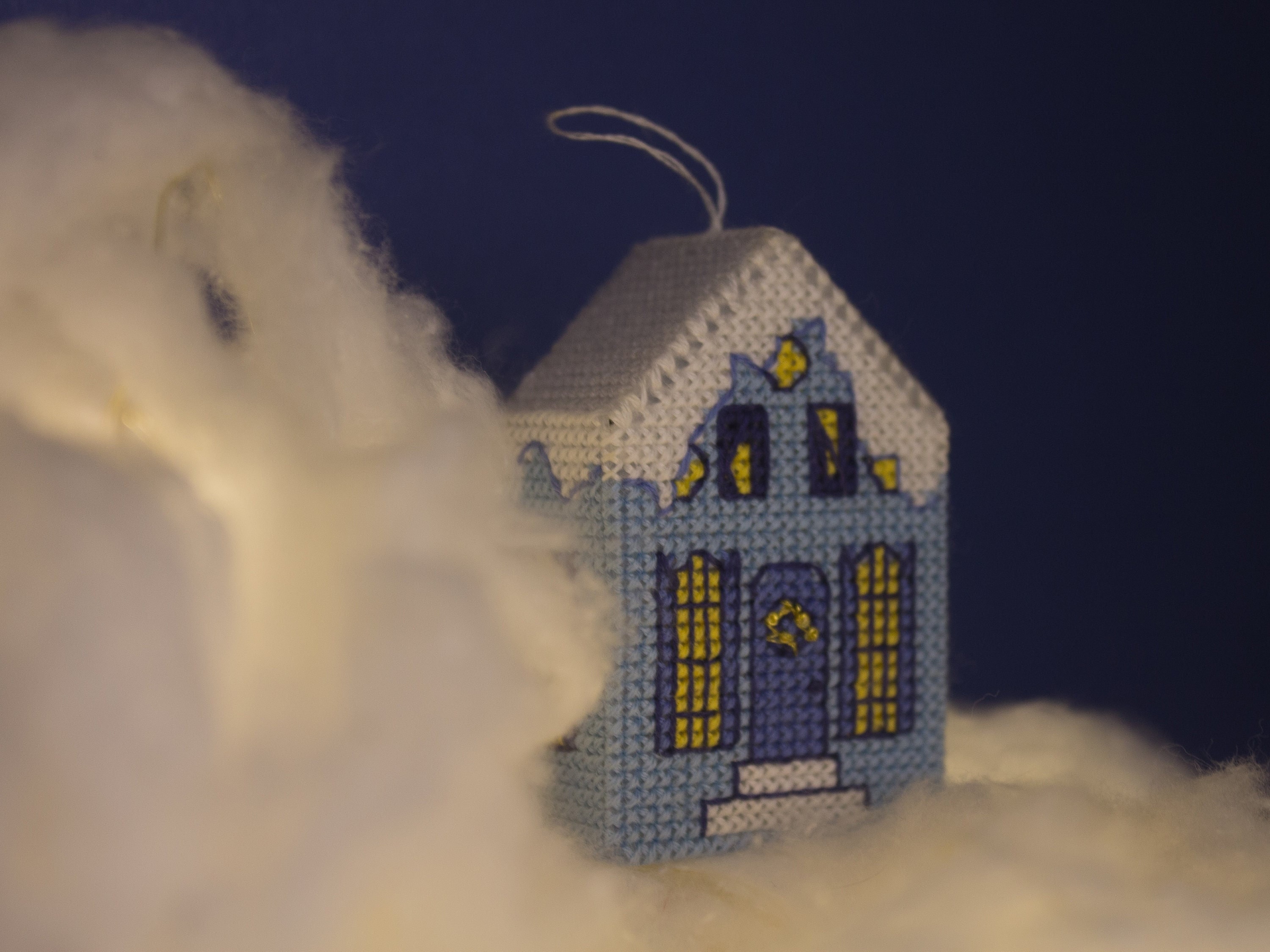 3D Cross-stitch Embroidered House Pattern PDF, DIY Home Decor, Handmade ...