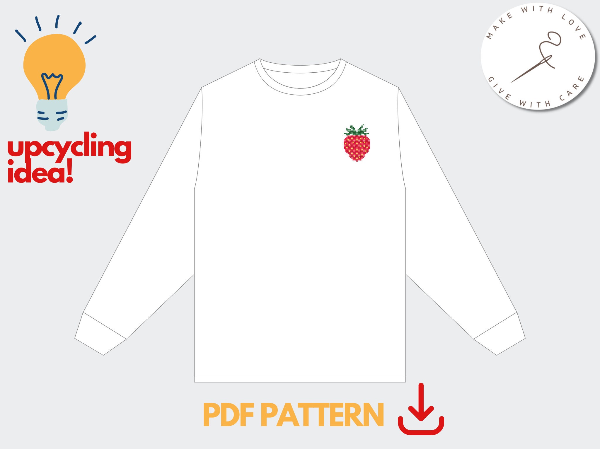 Strawberry Mini Cross Stitch Pattern. Simple Embroidery Pattern File ...