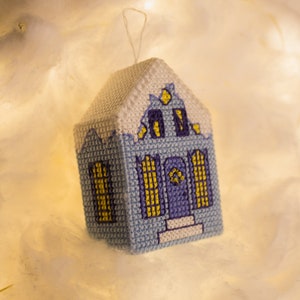 3D Cross-stitch Embroidered House Pattern PDF, DIY Home Decor, Handmade ...