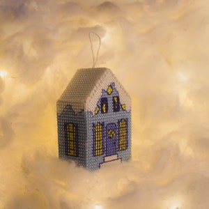 3D Cross-stitch Embroidered House Pattern PDF, DIY Home Decor, Handmade ...