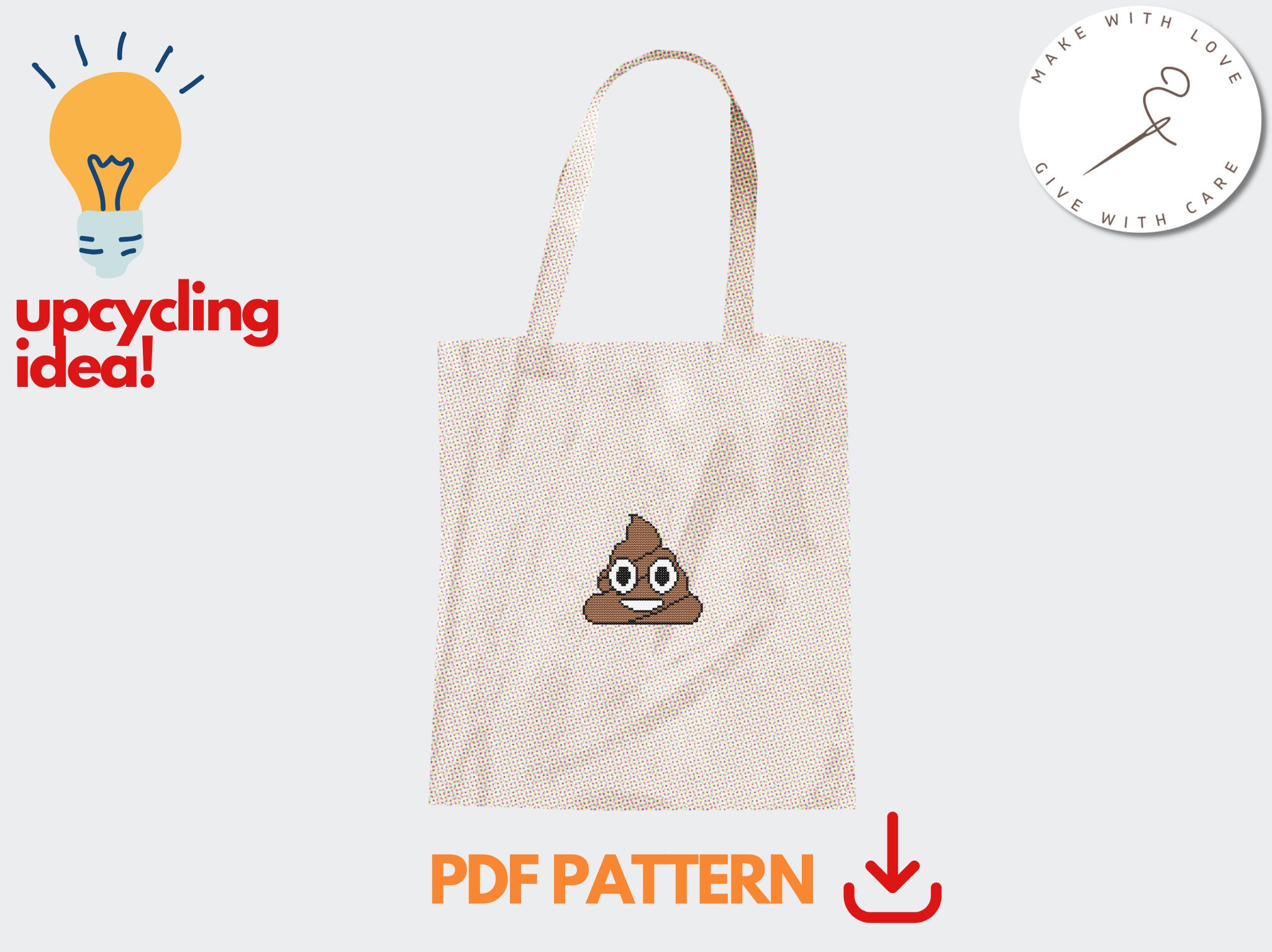 Poop Emoji Mini Cross Stitch Pattern. Simple Embroidery - Etsy