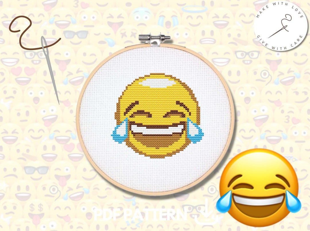 Laughing Out Loud Face With Tears of Joy Emoji Mini Cross Stitch ...