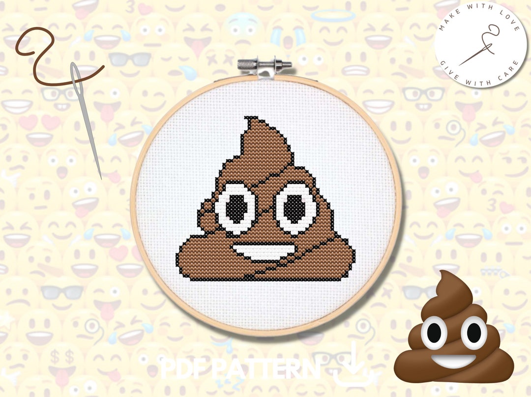 Poop Emoji Mini Cross Stitch Pattern. Simple Embroidery Pattern File ...