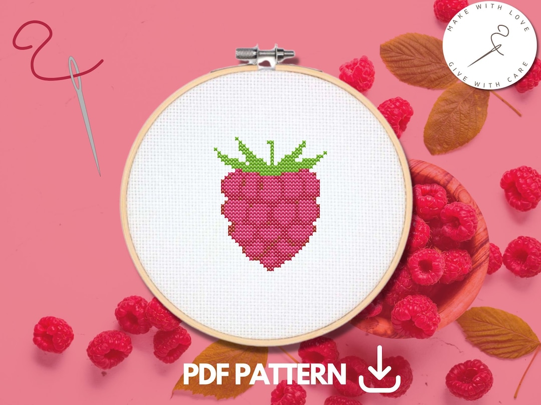 Raspberry Mini Cross Stitch Pattern. Simple Embroidery Pattern File for Beginners. - Etsy