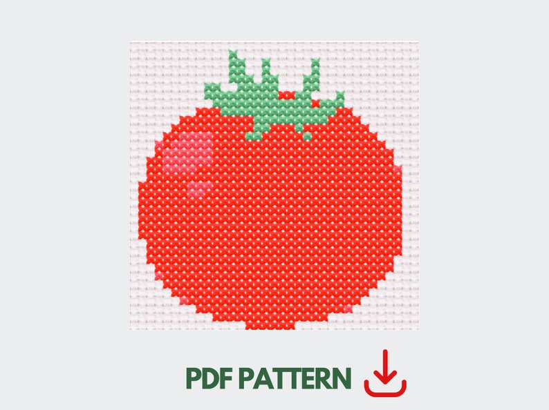 Tomato Mini Cross Stitch Pattern. Simple Embroidery Pattern File for ...