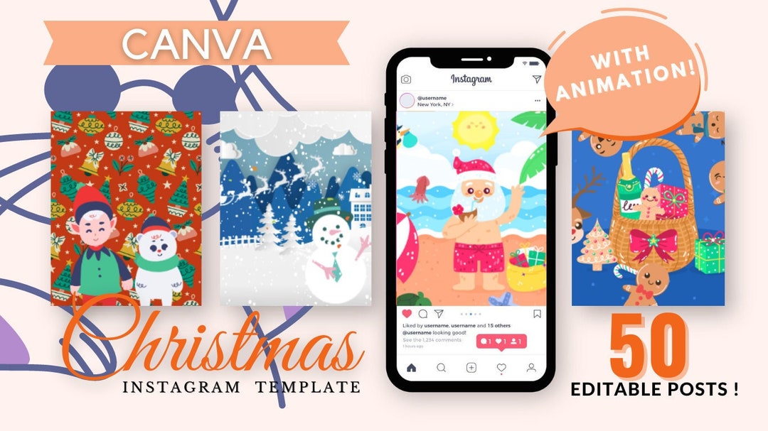 50 Merry Christmas Instagram Templates With Animation - Etsy