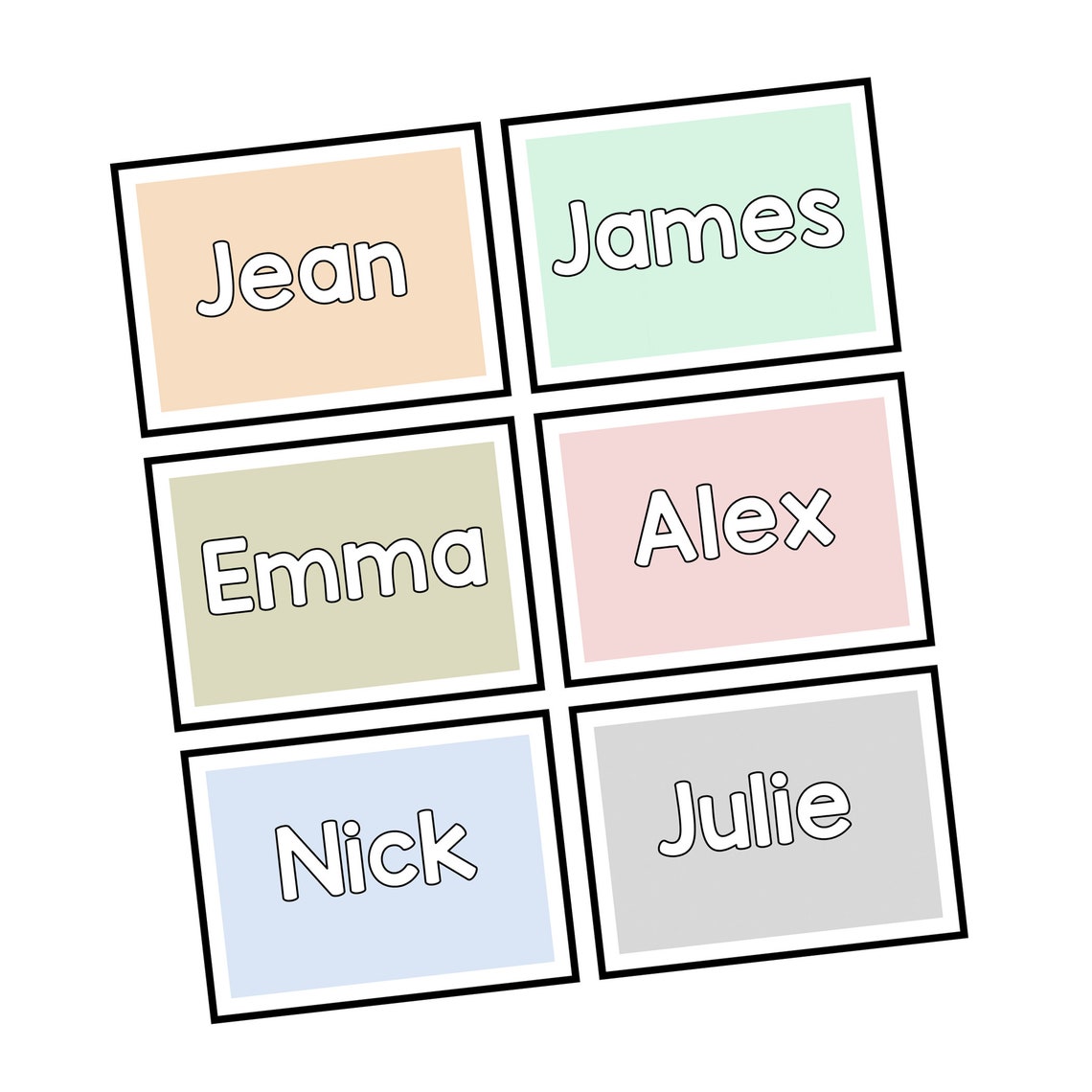 Printable Calm Color Student Name Labels, Editable Name Tags, Center ...