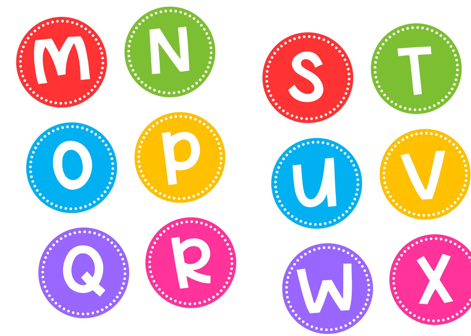 Printable Round Alphabet Letters, Bright Alphabet Letters Posters ...