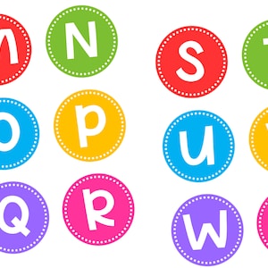 Printable Round Alphabet Letters, Bright Alphabet Letters Posters ...