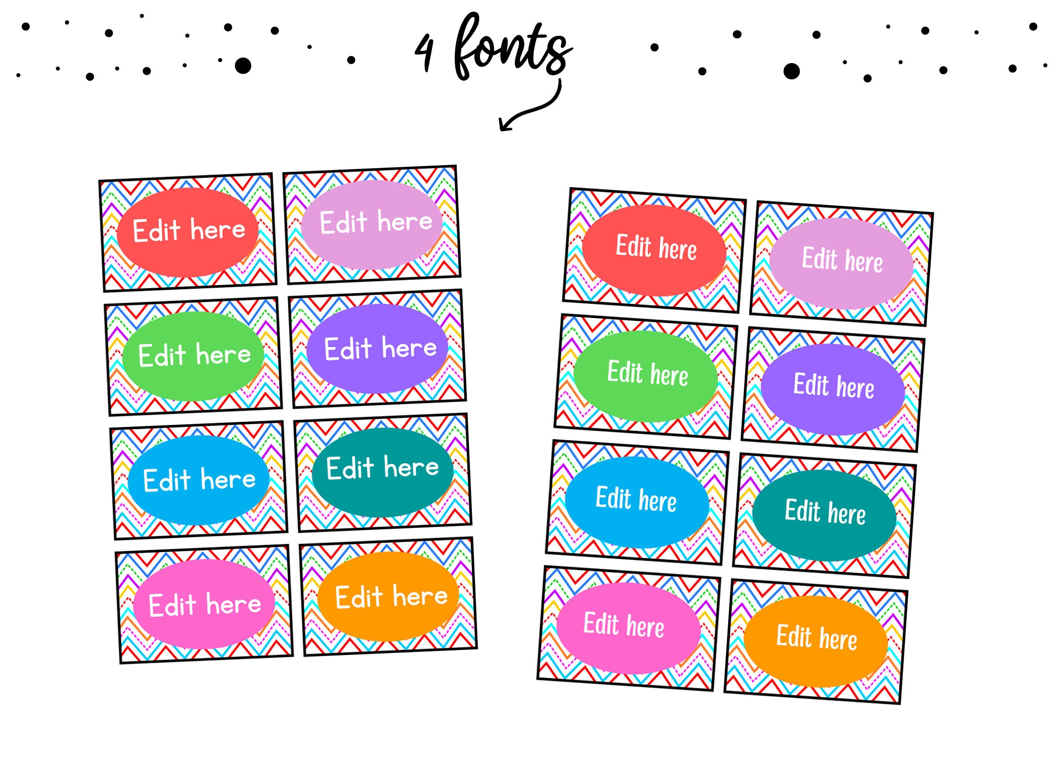 Printable Chevron Name Tags, Editable Colorful Chevron Labels, Back to ...