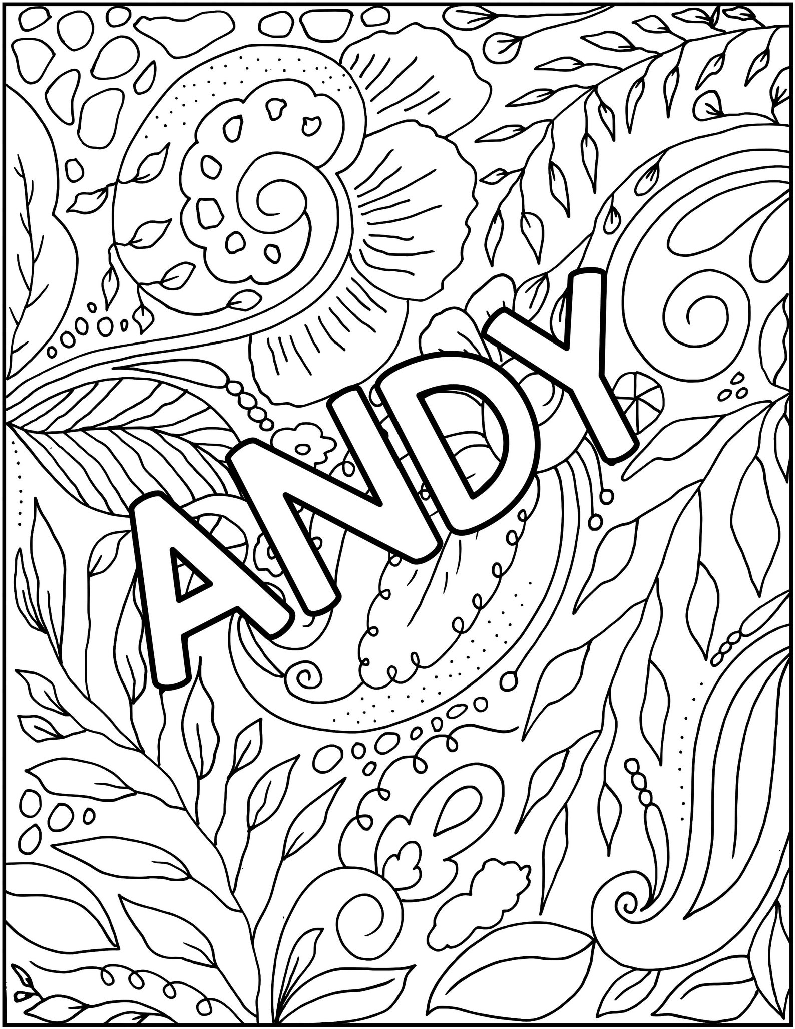 Personalized Name Coloring Pages, Floral Botanical Designs (PDF & PPTX ...