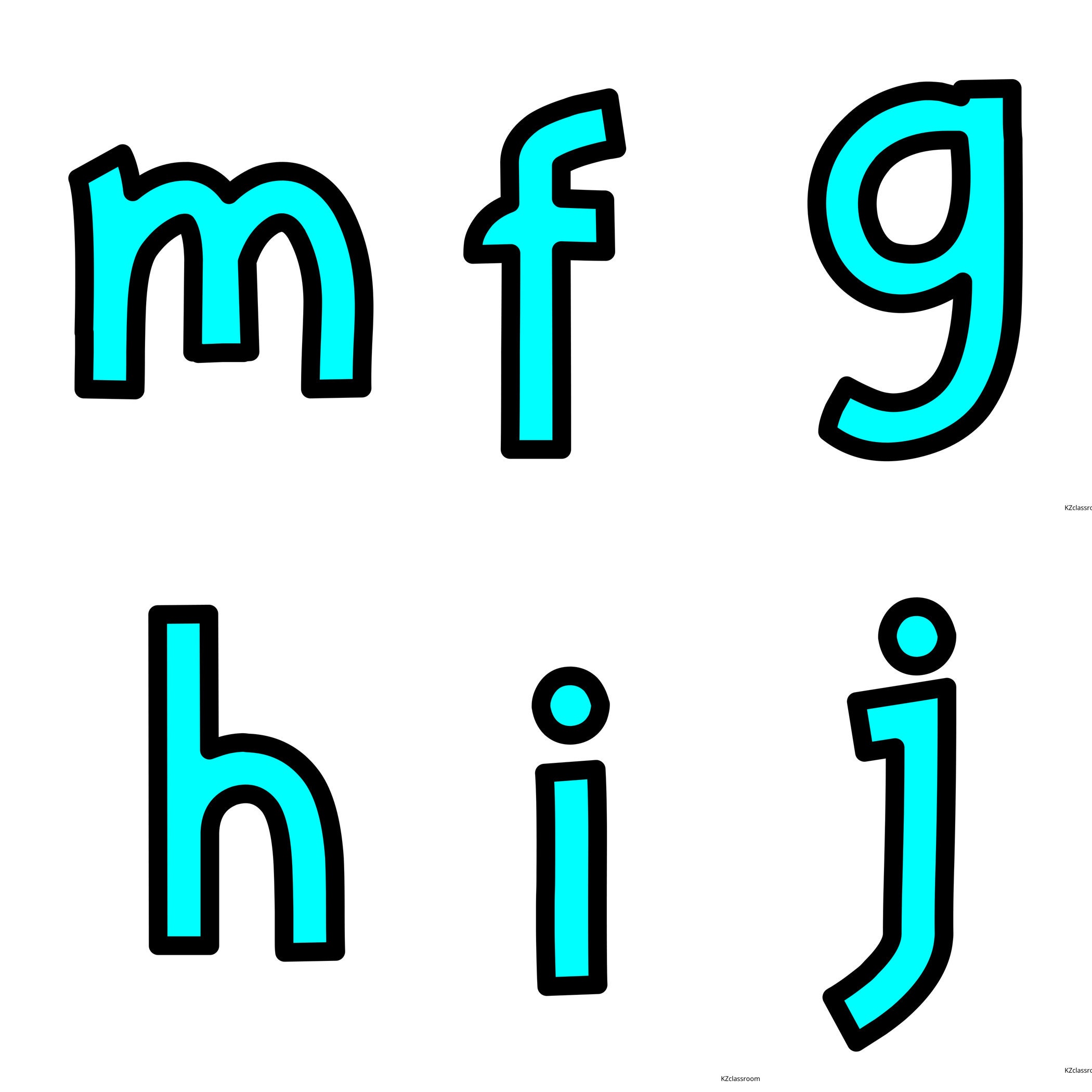 Printable Cyan Bulletin Board Large Alphabet Letters, Editable Alphabet ...