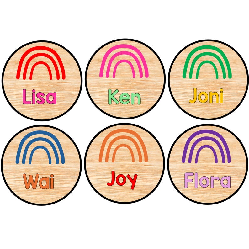 Printable Bright Round Rainbow Classroom Labels, Cubbies Labels, Book ...