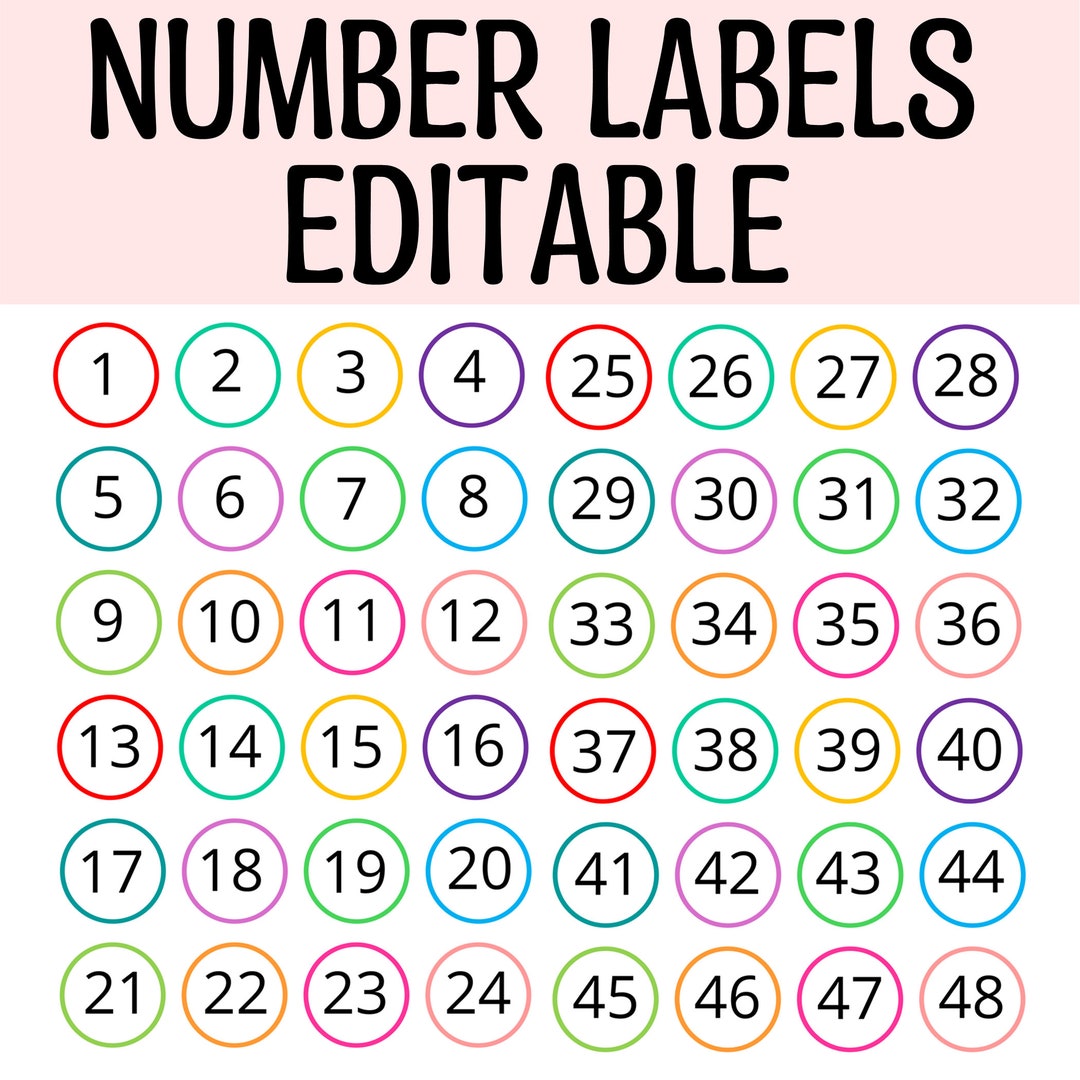 Small Number Tags, Printable Circle Number Labels, Book Bin Labels ...