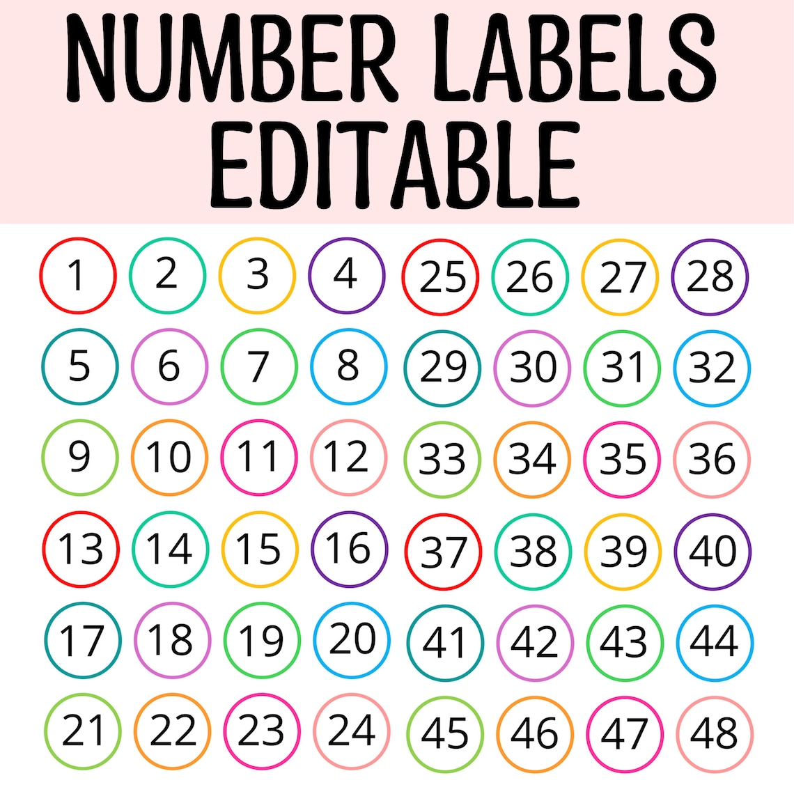 Small Number Tags, Printable Circle Number Labels, Book Bin Labels ...