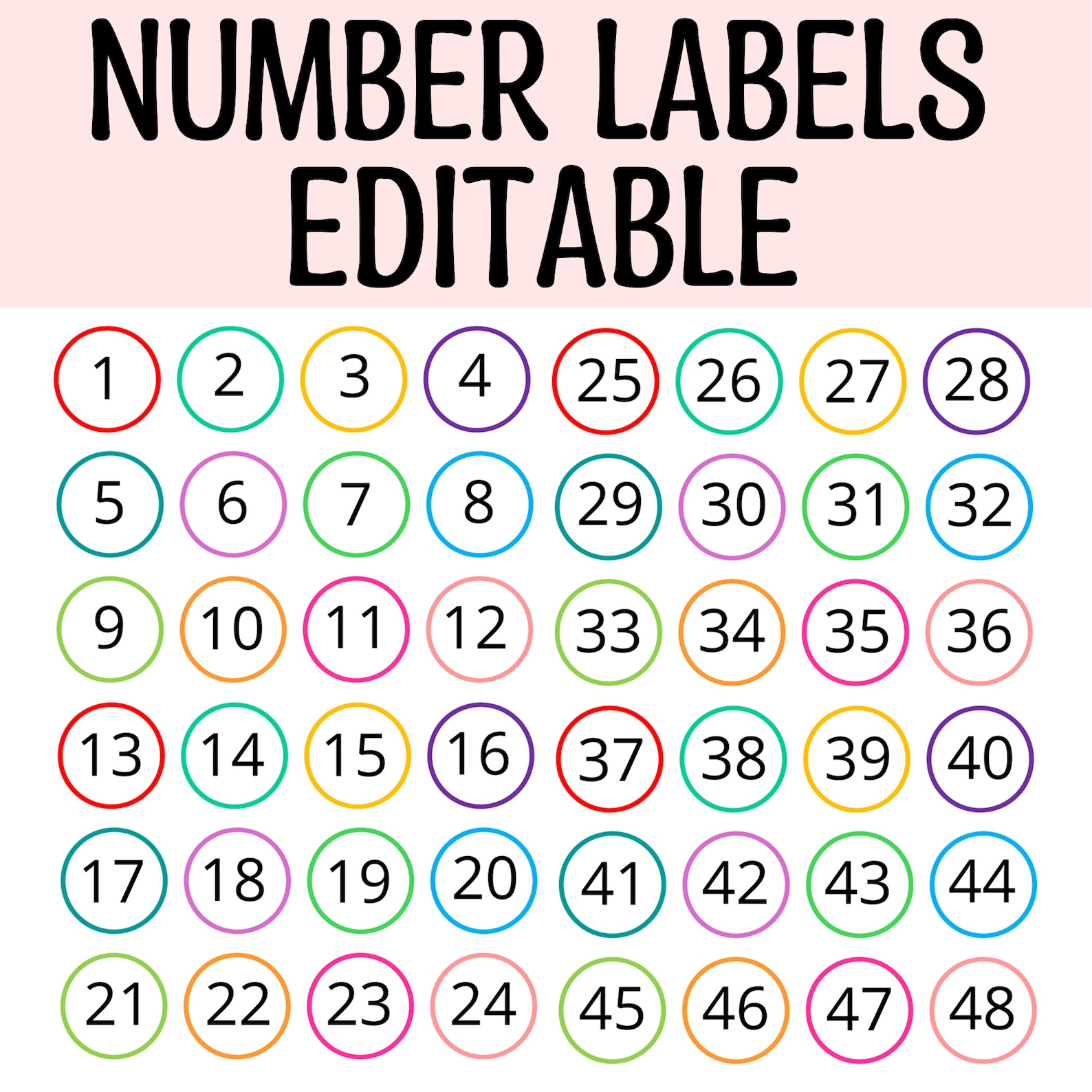 Small Number Tags, Printable Circle Number Labels, Book Bin Labels ...