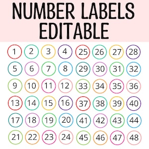 Small Number Tags, Printable Circle Number Labels, Book Bin Labels ...