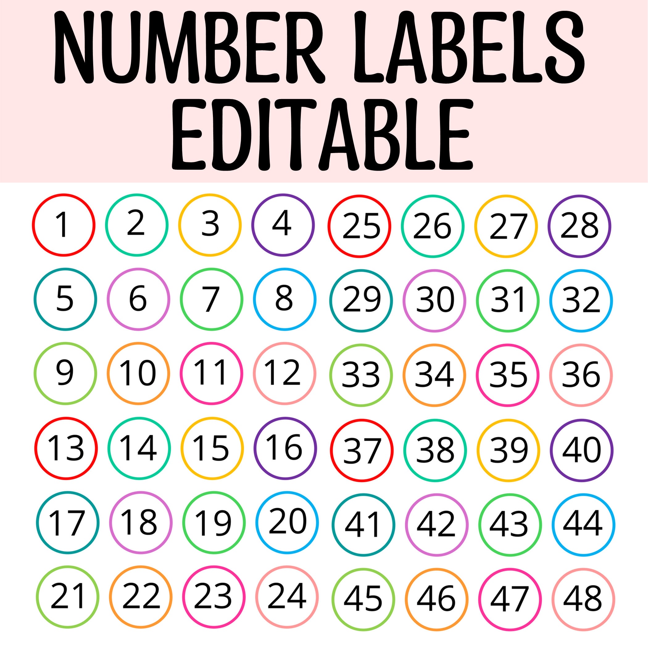 Small Number Tags, Printable Circle Number Labels, Book Bin Labels ...