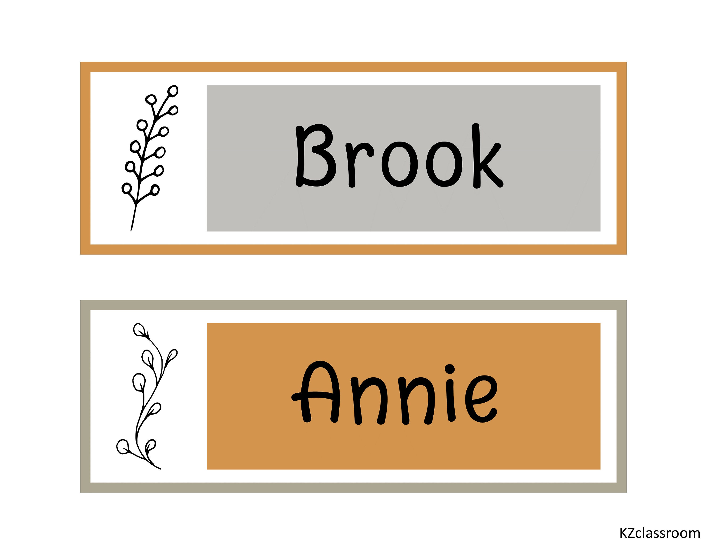 Botanical Classroom Labels, Student Name Tags, Neutral Colors (pptx ...
