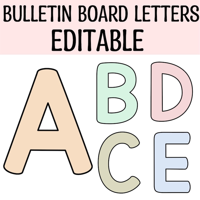 Printable Calm Colors Bulletin Board Letters, Large Alphabet Letters ...