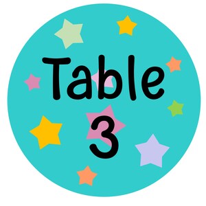 Editable Bright Colors Stars Round Classroom Table, Team and Group ...