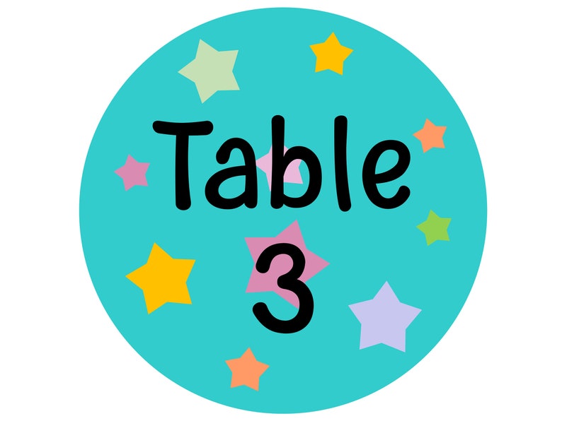 Editable Bright Colors Stars Round Classroom Table, Team and Group ...