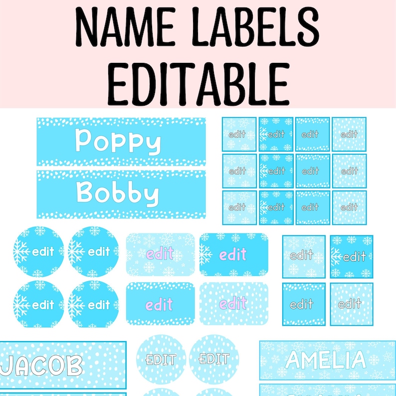 Printable Snowflakes Classroom Labels, Calendar Labels, Name Plates ...