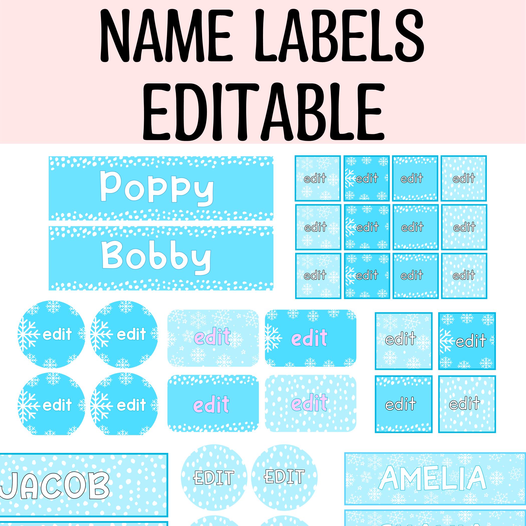 Printable Snowflakes Classroom Labels, Calendar Labels, Name Plates ...