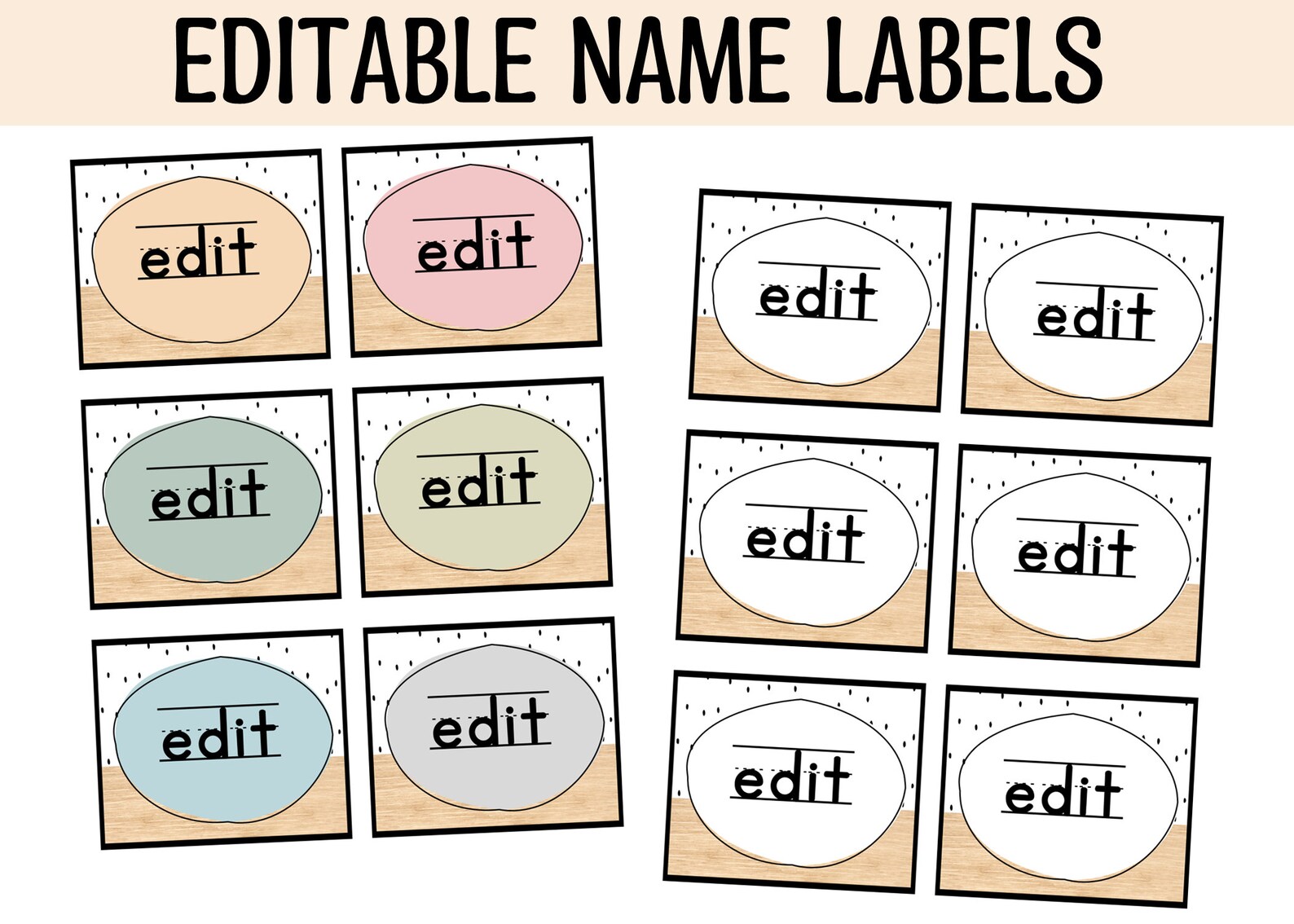 Printable Name Tags, Editable Boho Name Labels, Back to School Labels ...