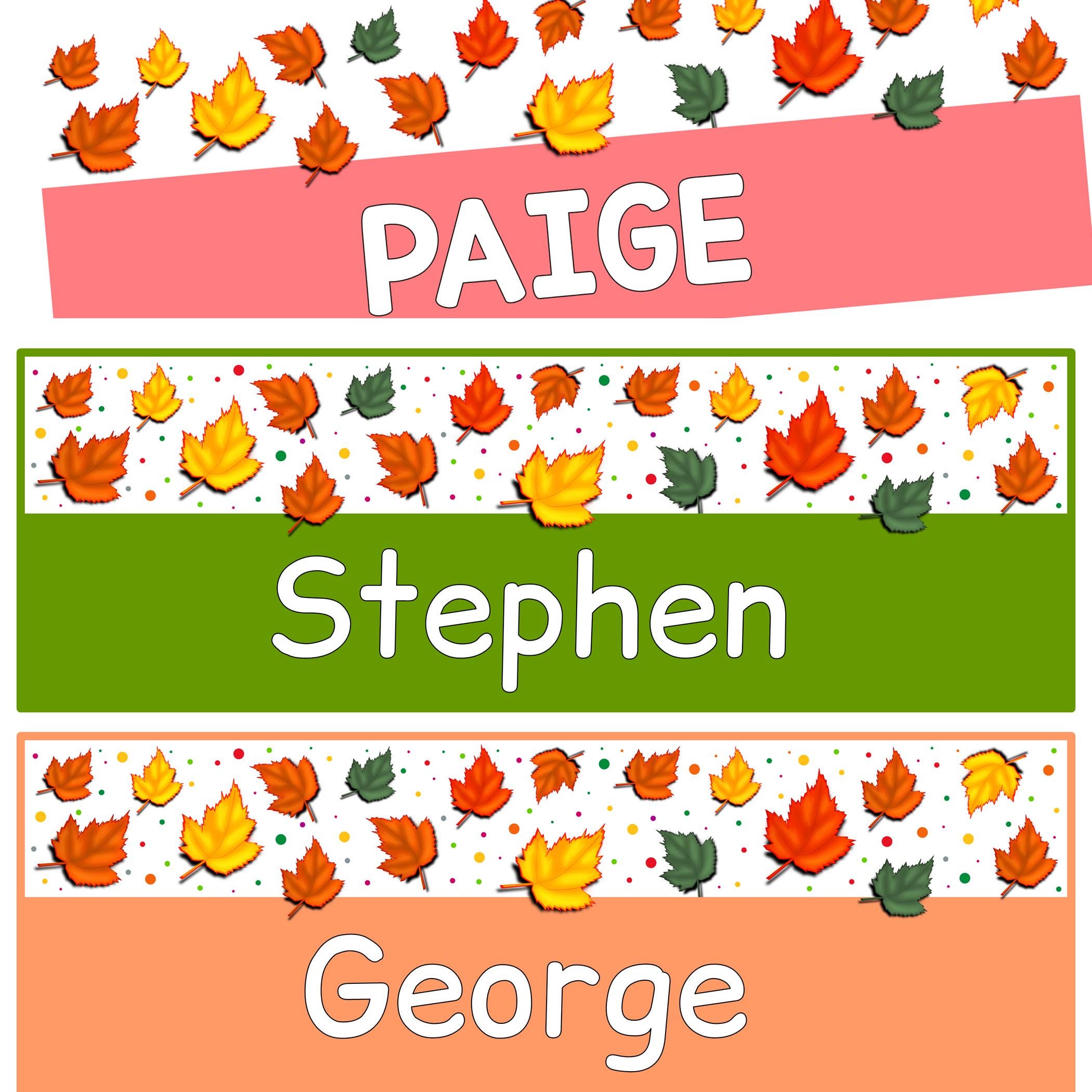 Printable Fall Name Labels, Autumn Classroom Labels, Fall Name Posters ...