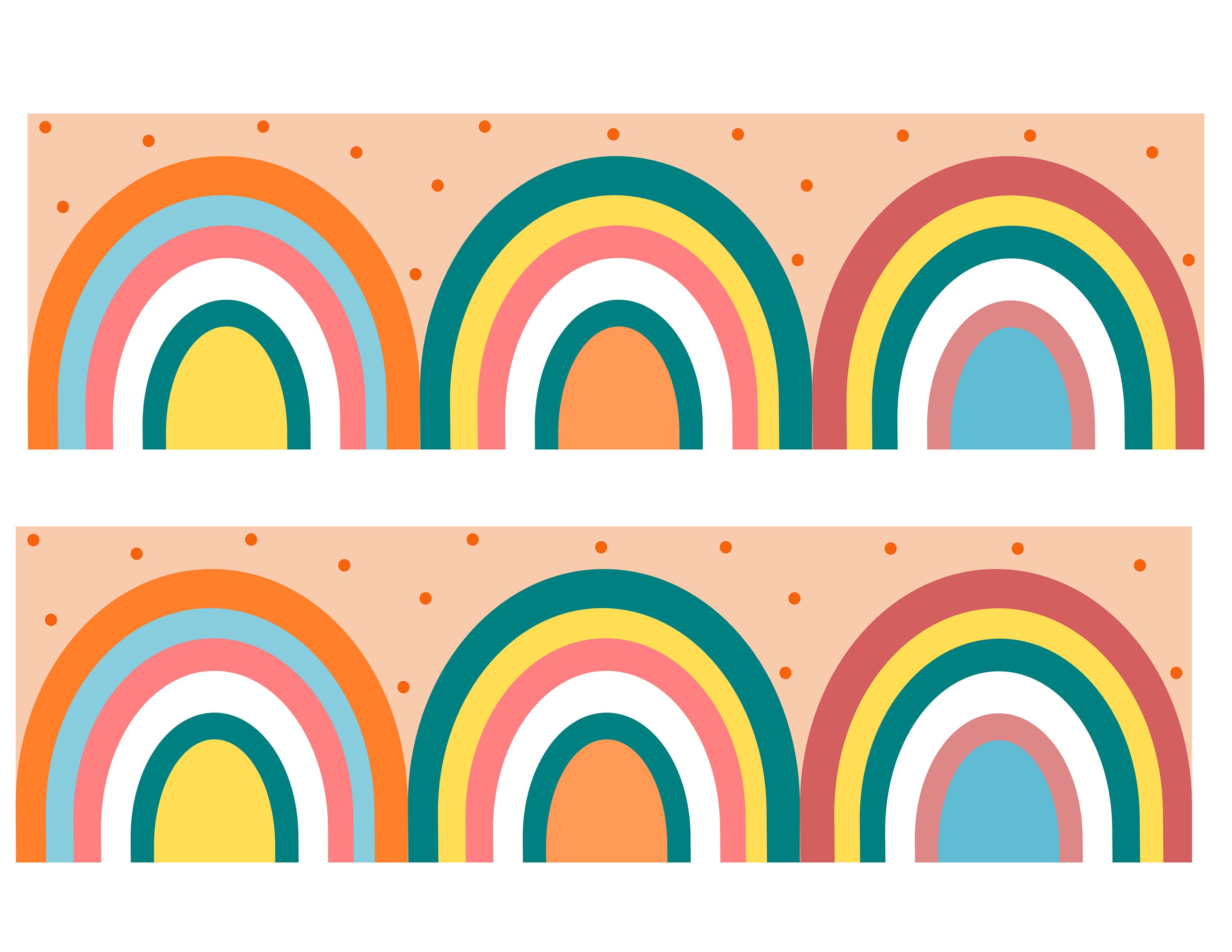 Rainbow Bulletin Board Borders, Bright Classroom Borders, Boho Rainbow ...