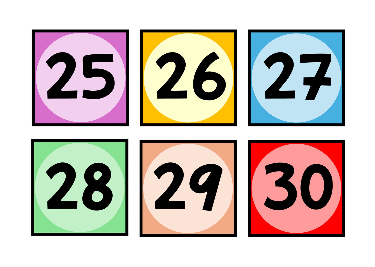 Printable Number Labels, Bright Classroom Calendar Numbers, Number ...