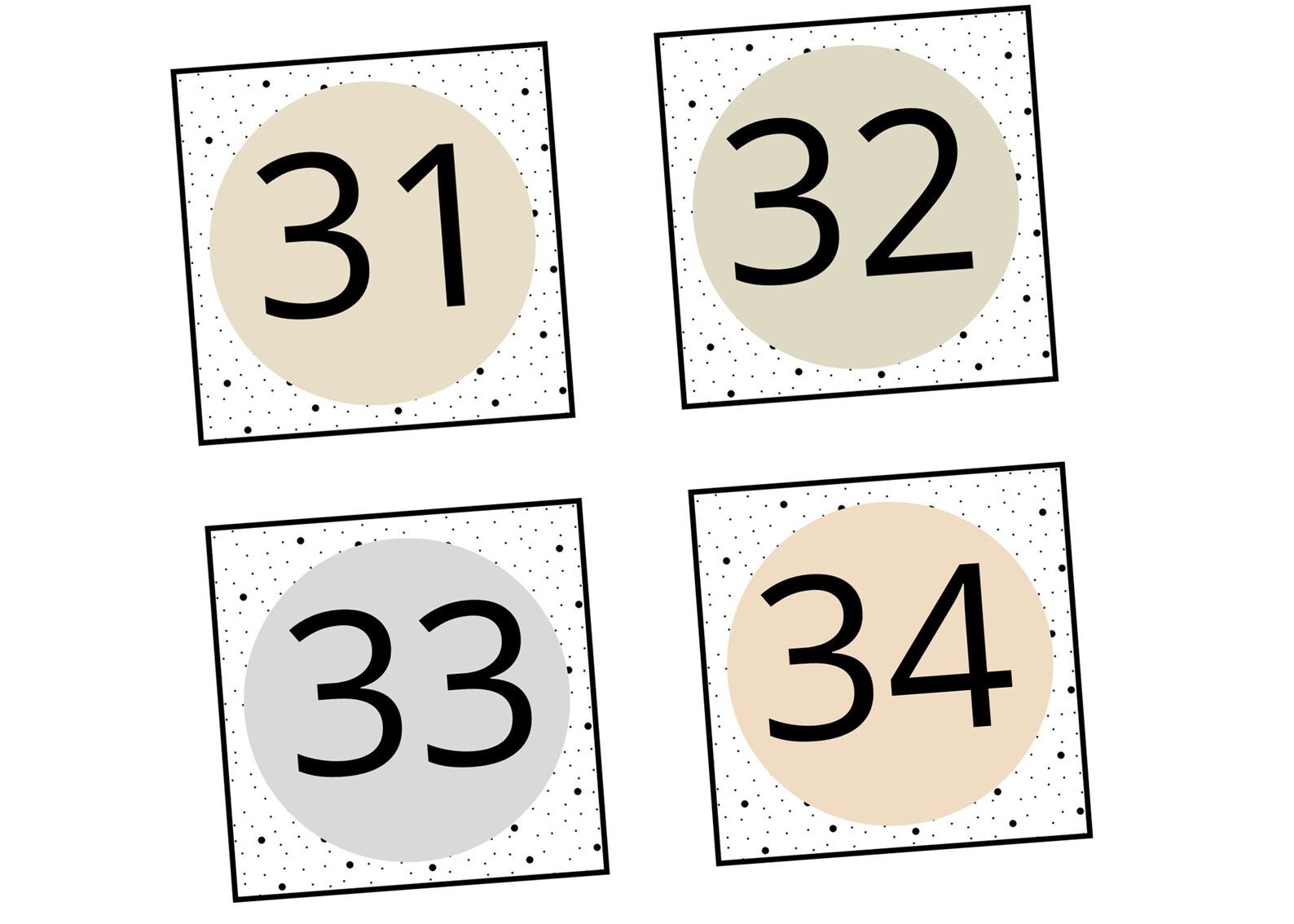 Printable Number Labels, Boho Spotty Number Labels, Classroom Calendar ...