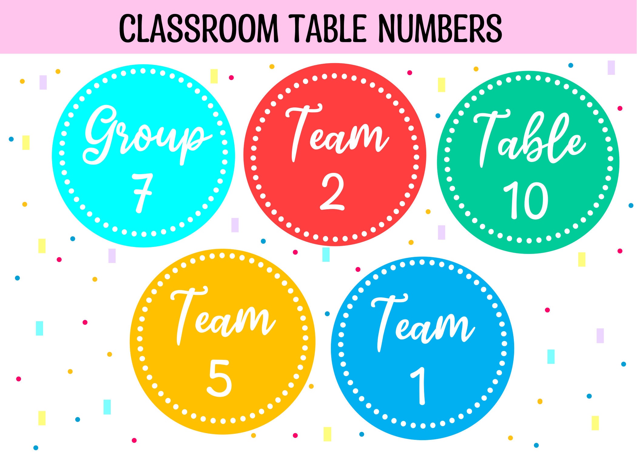 Bright Colors Classroom Table, Team and Group Labels, Editable - Etsy