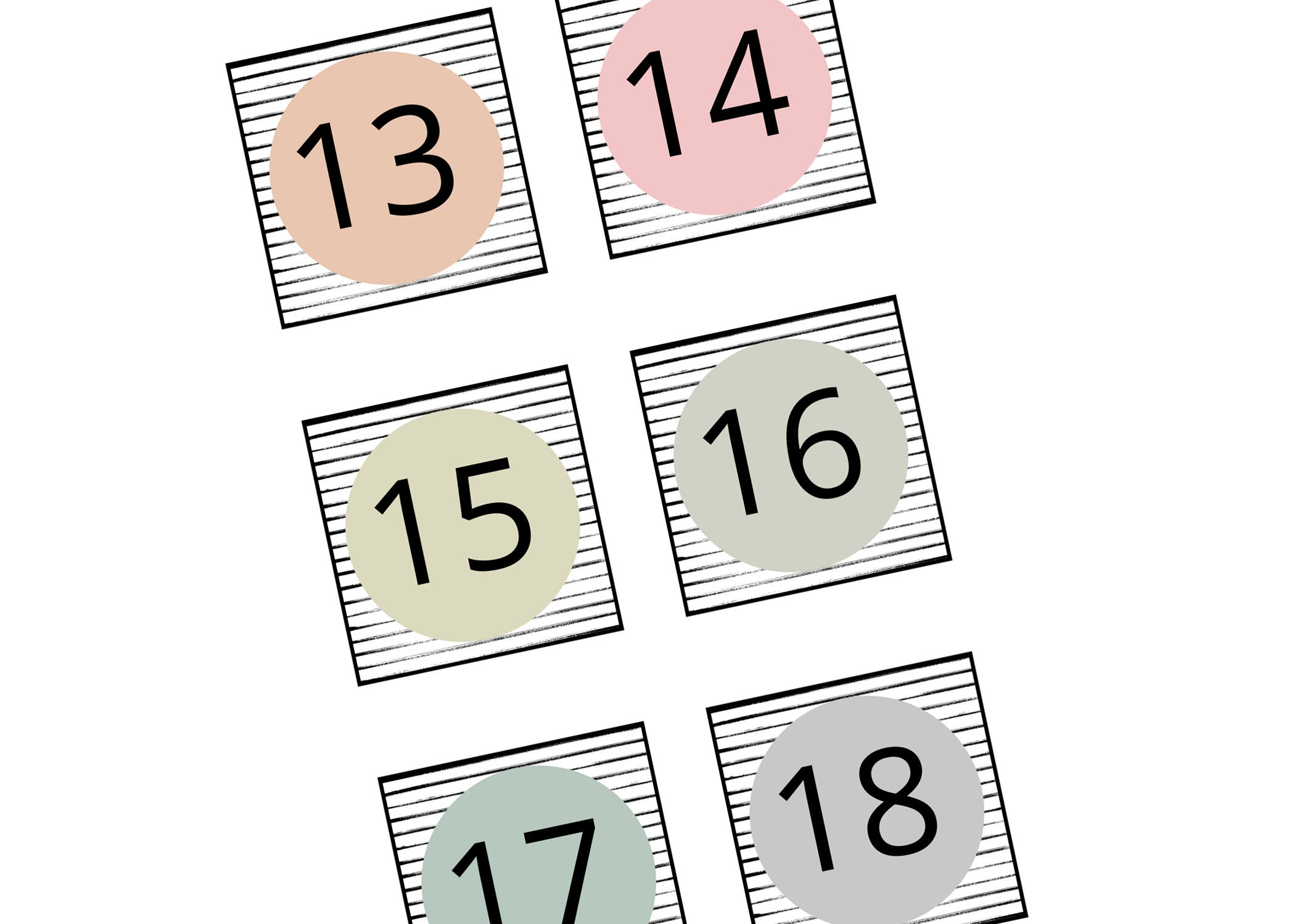 Calendar Number Labels, Printable Number Cards, Boho Number Labels ...