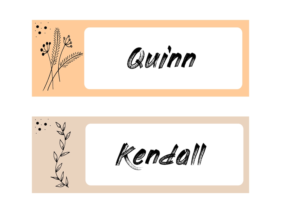 Student Name Tags,leaves Classroom Labels, Boho Neutral Colors Name ...