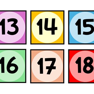 Printable Number Labels, Bright Classroom Calendar Numbers, Number ...