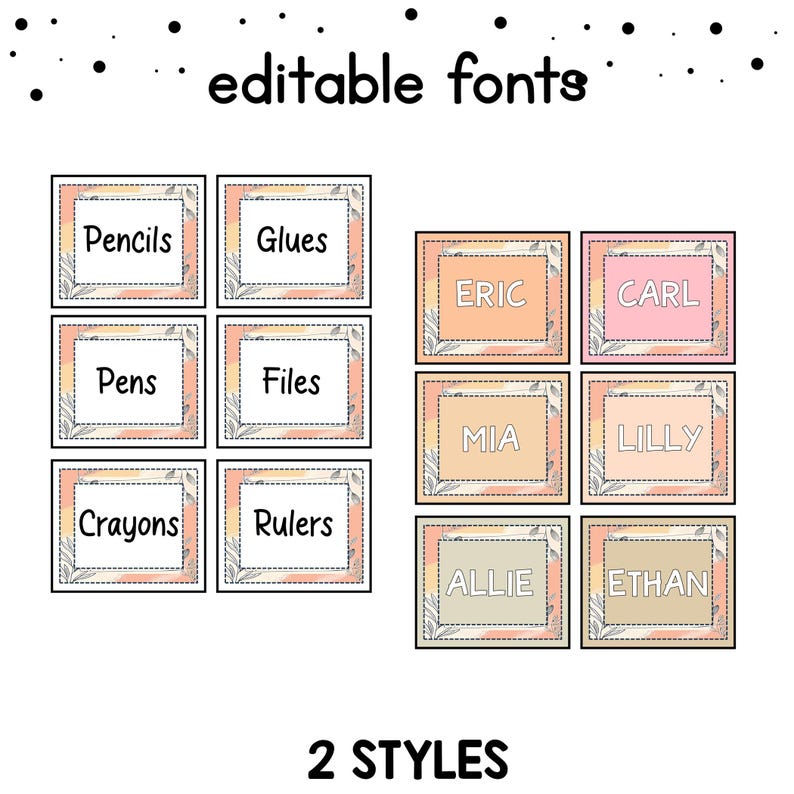 Printable Boho Neutral Name Labels, Editable Name Tags, Cubby Tags ...