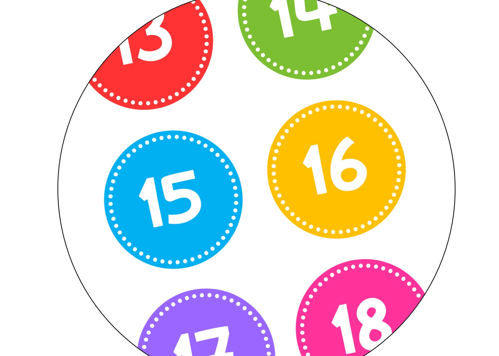 Printable Bright, Colorful Number Labels, Classroom Calendar Number ...