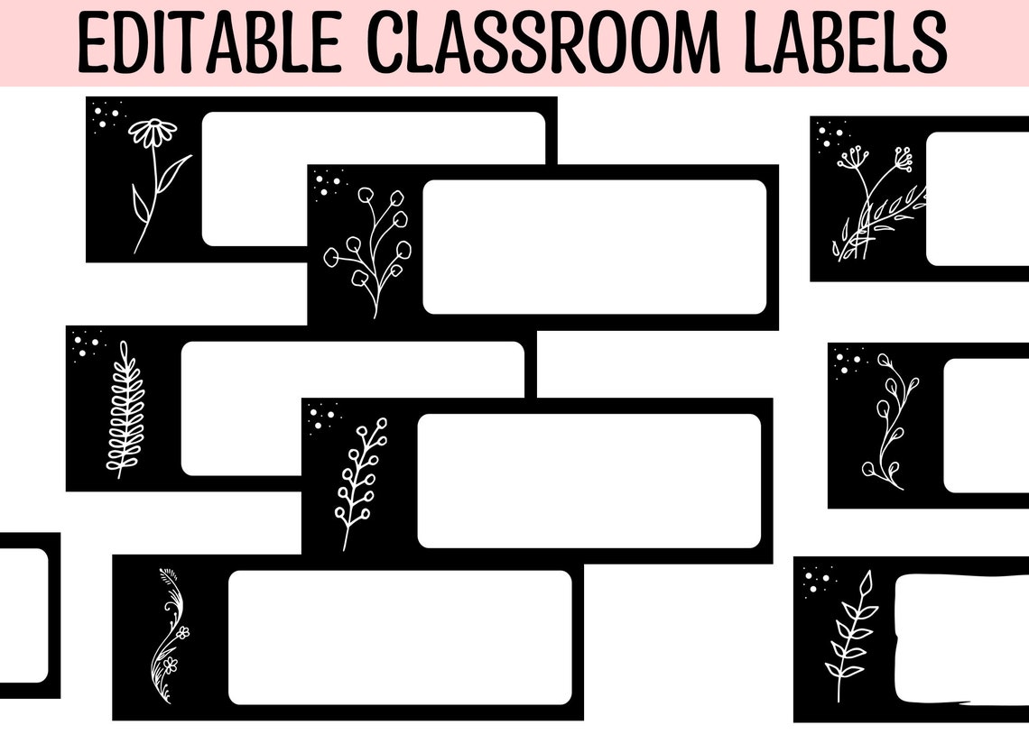 Black and White Classroom Labels, Student Name Tags, Printable ...