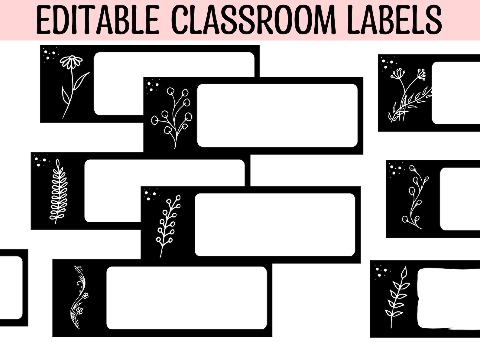 Black and White Classroom Labels, Student Name Tags, Printable ...