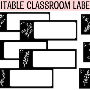 Black and White Classroom Labels, Student Name Tags, Printable ...