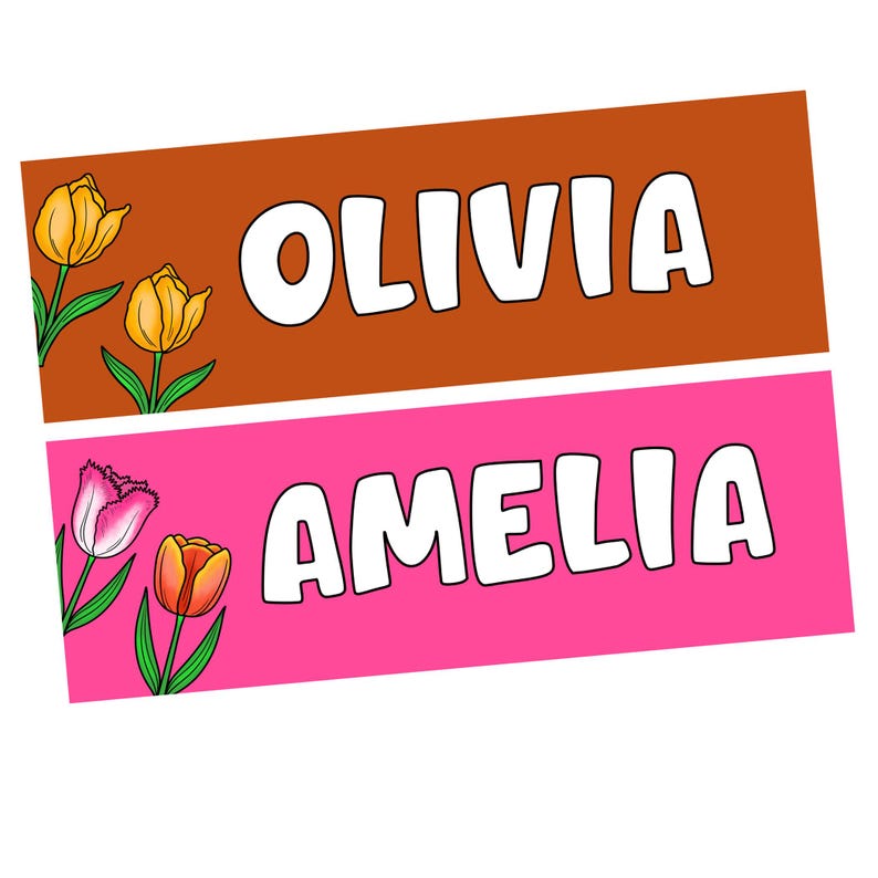 Printable Floral Name Labels, Spring Classroom Labels, Floral Desk ...