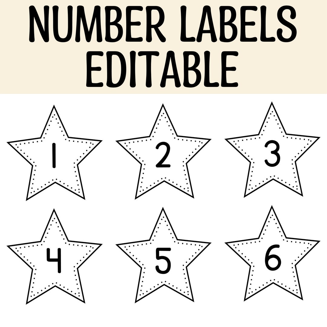 Stars Number Labels, Classroom Numbers, Printable Star Number Labels ...