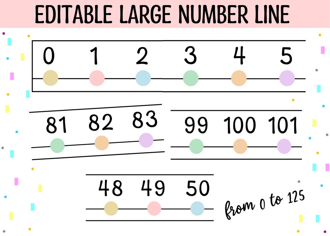 Printable Large Number Line, Pastel Colors Number Line, Number Line ...