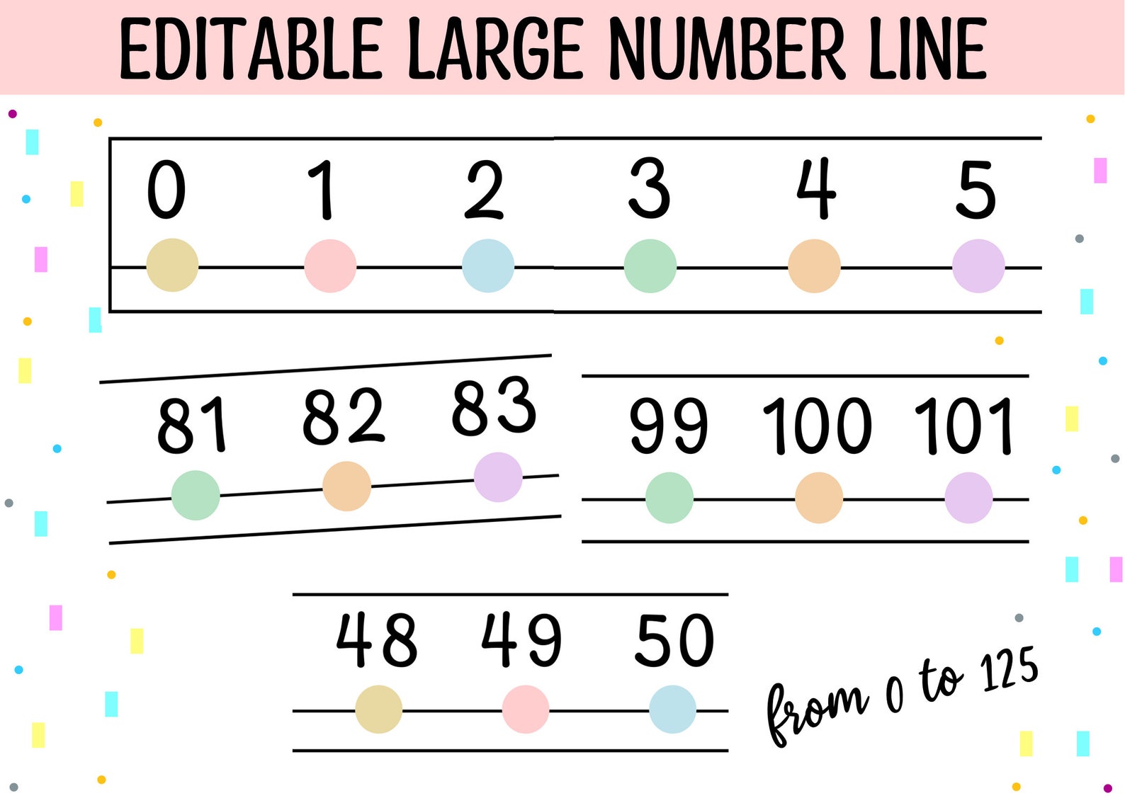 Printable Large Number Line Pastel Colors Number Line Number - Etsy