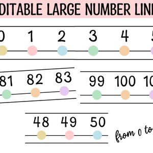 Printable Large Number Line Pastel Colors Number Line Number - Etsy