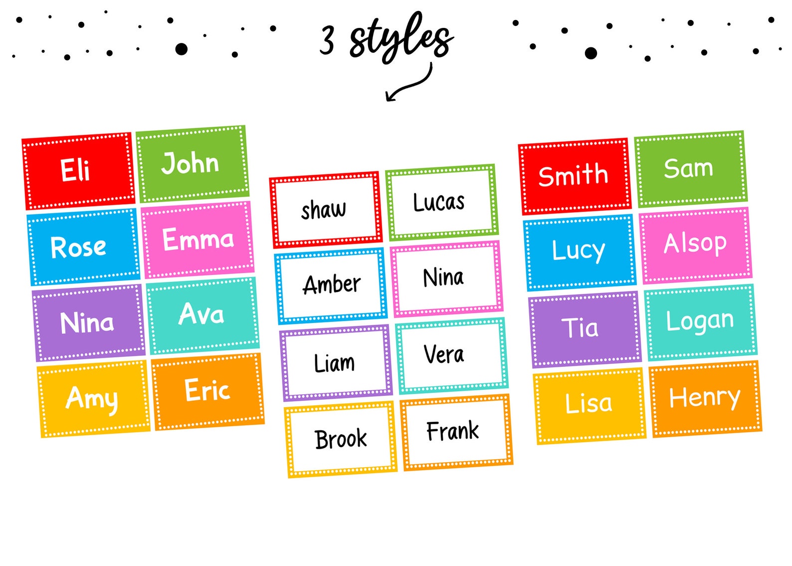 Printable Name Tags, Bright Kids Name Labels, Bright Cubby Labels ...