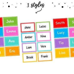 Printable Name Tags, Bright Kids Name Labels, Bright Cubby Labels ...